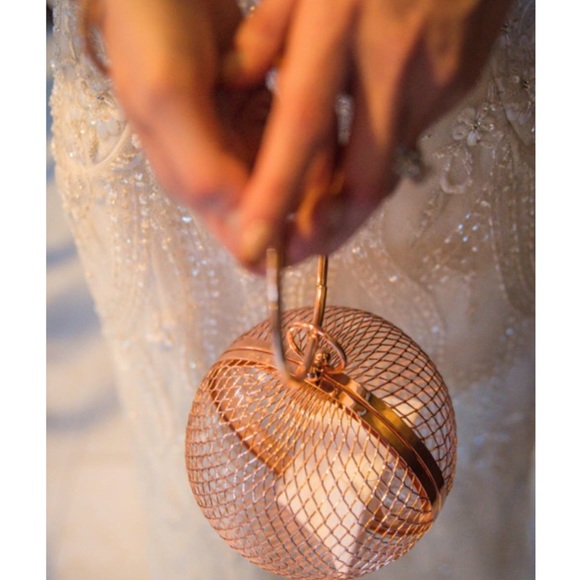 Bags | Rose Gold Mesh Round Bag | Poshmark